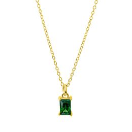 Celesta Silber Anh&auml;nger mit Kette 925/- Sterling Silber vergoldet Zirkonia gr&uuml;n