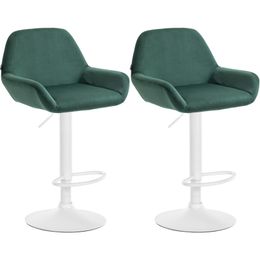 CLP 2er Set Barhocker Braga Samtbezug mit Metallgestell I H&ouml;henverstellbar und drehbar I Moderner Barstuhl mit Fu&szlig;st&uuml;tze f&uuml;r K&uuml;che und Bar