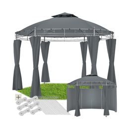 TecTake&reg; Gartenpavillon, &Oslash; 3,5 m, Doppeldachsystem, inklusive Spannseilen und Heringen