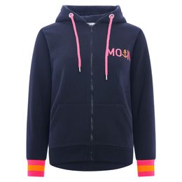 Kapuzensweatjacke Zwillingsherz, Damen, Gr. LXL (L/XL), blau (navy), Sweatware, Obermaterial: 50% Baumwolle, 50% Polyester, unifarben, normal Po-bedeckend, ohne Ausschnitt, Sweatjacken, Regular Fit, Stickerei, Reißverschluss, Langarm, Kontast-Details