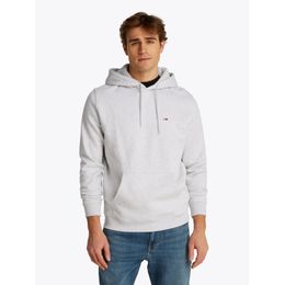 Sweatshirt Tommy Jeans "TJM REG S FLAG HOODIE", Herren, Gr. S, grau (silber grau heather), Sweatware, Obermaterial: 80% Baumwolle, 20% Polyester, unifarben, Casual, regular fit, breiter Bund, Sweatshirts, mit bestickten Markenlogo auf Brusthöhe