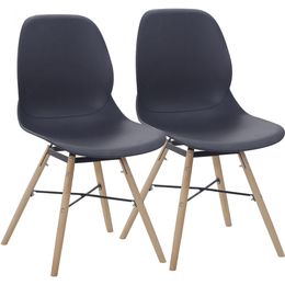 4-Fußstuhl Kayoom "Stuhl Amy 110 2er-Set, praktisches Set, bequemer Kunststoffstuhl", schwarz, B:45cm H:82cm T:53,5cm, Sitz: Polypropylen / Gestell: Eisen / Stuhlbeine: Buchenholz, Stühle, pflegeleicht, abwaschbar, in einem Stück spritzgegossene Sitzfläche