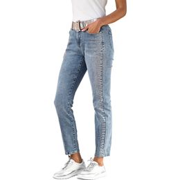 Heine Witt Damen 5-Pocket-Jeans mit Glitzersteinchen, blue-stone-washed, Gr&ouml;&szlig;e 44