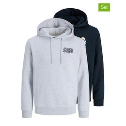 Jack & Jones Jack & Jones 2er-Set: Hoodies in Hellgrau/ Dunkelblau - 30% | Größe XL | Herren-sweatshirts-jacken