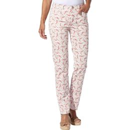 Damen Jeans im floralen Dessin ecru-rosenholz-bedruckt, Gr&ouml;&szlig;e 42