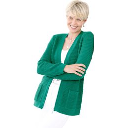 Damen Cardigan mit Rei&szlig;verschluss smaragd, Gr&ouml;&szlig;e 52