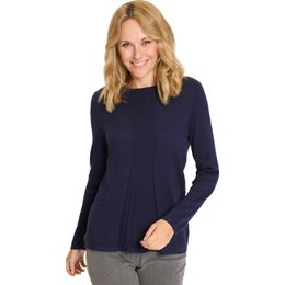 Damen Baumwollpullover mit Zopfmuster im Vorderteil marine, Gr&ouml;&szlig;e 52