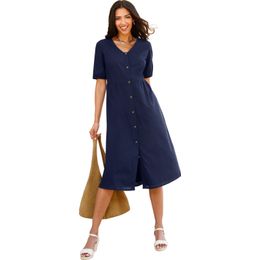 Damen Baumwollkleid mit durchgehender Knopfleiste dunkelblau, Gr&ouml;&szlig;e 38