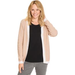 Damen Strickjacke im 2-farbigen Muster beige-ecru-gemustert, Gr&ouml;&szlig;e 40