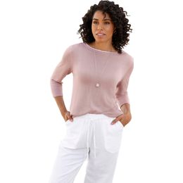 Damen 3/4 Arm-Pullover mit U-Boot-Ausschnitt hortensie-wei&szlig;, Gr&ouml;&szlig;e 42