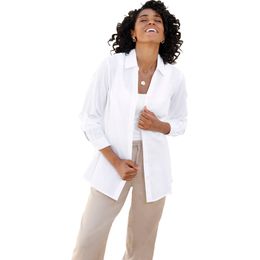 Damen Longbluse mit Brusttaschen wei&szlig;, Gr&ouml;&szlig;e 42