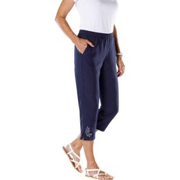 Damen 3/4-Hose mit Stickerei marine, Gr&ouml;&szlig;e 52