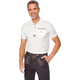 Herren Poloshirt mit Trachtenstickerei ecru, Gr&ouml;&szlig;e 60/62