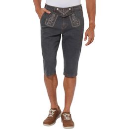 Herren Jeansbermudas mit Trachtenstickerei anthrazit-denim, Gr&ouml;&szlig;e 58