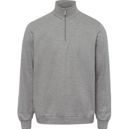 Herren Sweatshirt mit Troyerkragen hellgrau-meliert, Gr&ouml;&szlig;e 44/46