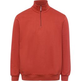 Herren Sweatshirt mit Troyerkragen rostrot, Gr&ouml;&szlig;e 44/46