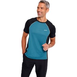 Herren Sportshirt mit Kontrasten schwarz-petrol, Gr&ouml;&szlig;e 48/50