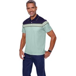 Herren Poloshirt mit Farbkontrasten marine-kalkmint, Gr&ouml;&szlig;e 44/46