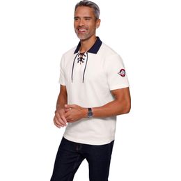 Herren Poloshirt mit Schn&uuml;rung am Ausschnitt ecru, Gr&ouml;&szlig;e 44/46