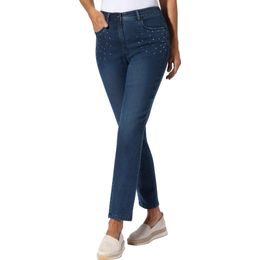 Damen Jeans mit Glitzersteinchen blue-stone-washed, Gr&ouml;&szlig;e 22