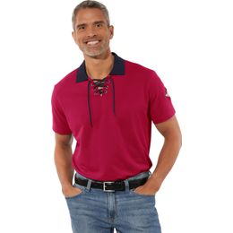 Herren Poloshirt mit Schn&uuml;rung am Ausschnitt rot, Gr&ouml;&szlig;e 44/46