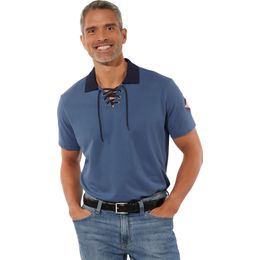 Herren Poloshirt mit Schn&uuml;rung am Ausschnitt jeansblau, Gr&ouml;&szlig;e 60/62