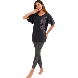 Damen Leggings mit Ethno-Druck schwarz-grau-bedruckt, Gr&ouml;&szlig;e 48