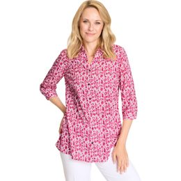 Damen Longbluse im Leo-Muster hellros&eacute;-magenta-bedruckt, Gr&ouml;&szlig;e 40