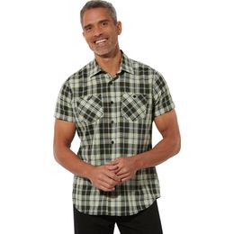 Herren Kurzarmhemd mit Brusttaschen schwarz-zitrone-kariert, Größe 47/48