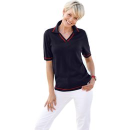 Damen Polopullover mit Kontrast-Akzenten marine, Gr&ouml;&szlig;e 56