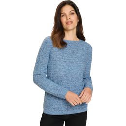 Damen Ajourpullover in Melange-Optik aqua-ecru-meliert, Gr&ouml;&szlig;e 56