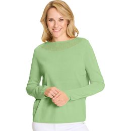Damen Langarm-Pullover mit gerippten Abschl&uuml;ssen reseda, Gr&ouml;&szlig;e 56
