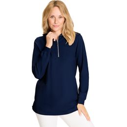 Damen Longsweatshirt mit Troyerkragen dunkelblau, Gr&ouml;&szlig;e 52