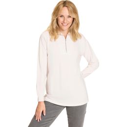 Damen Longsweatshirt mit Troyerkragen ecru, Gr&ouml;&szlig;e 38