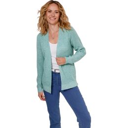 Damen Strickjacke in offener Form ozean-ecru-meliert, Gr&ouml;&szlig;e 50