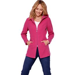 Damen Fleecejacke in Longform fuchsia, Gr&ouml;&szlig;e 46
