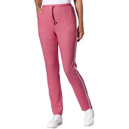 Damen Schlupfhose mit silberfarbenen Galonstreifen pink-gemustert, Gr&ouml;&szlig;e 20