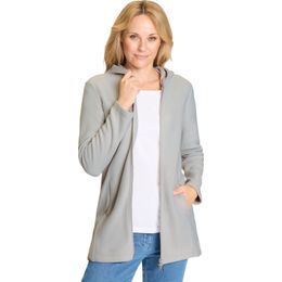 Damen Fleecejacke in Longform hellgrau, Gr&ouml;&szlig;e 56