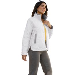 Damen Steppjacke mit l&auml;ngerem Saum hinten wei&szlig;-steingrau, Gr&ouml;&szlig;e 40