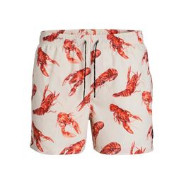 Jack & Jones JACK & JONES Badeshorts 'JPSTMaui' Herren Größe M creme / rot