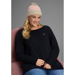 Langarmshirt Kangaroos, Damen, Gr. 40/42, schwarz, Obermaterial: 54% Baumwolle, 38% Polyester, 8% Elasthan, figurumspielend hüftbedeckend, Rundhals, Raglanärmel mit Daumenlöchern, Shirts, Langarm, für Büro und Freizeit, große Größen, Topseller