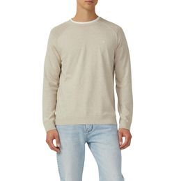 Rundhalspullover s.Oliver, Herren, Gr. XL, beige, Strick, Obermaterial: 100% Baumwolle, unifarben, regular fit taillenbedeckt, Rundhals, Rippbündchen, Pullover, mit Logo Stickerei