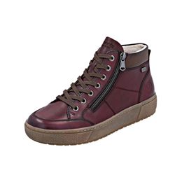 Schn&uuml;rstiefelette Remonte "Remonte Sneaker Glattleder", Damen, Gr. 41, rot (weinrot), Glattleder, Schuhe Schn&uuml;rstiefelette