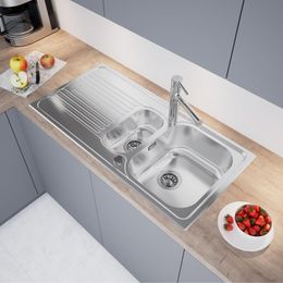 evineo m40 K&uuml;chensp&uuml;le mit Restebecken und Ablage B: 100 T: 50 cm, EV2007,
