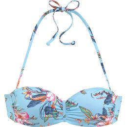 Lascana Damen Bügel-Bandeau-Bikini-Top hellblau-bedruckt Größe 36C