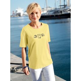 Heine Damen Kurzarmshirt, Gelb, Gr. 54, T-Shirts, 100% Baumwolle