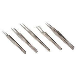 Lindstrom Tweezer Set, 5pcs Elektronisch Edelstahl Scharf / Flachrund / Lang / Abgewinkelt / Extrafein 140mm - 9855