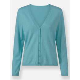 WITT Damen Strickjacke mit 3D-Tupfen, ozean, Gr&ouml;&szlig;e 50