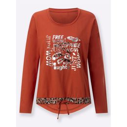 WITT Damen Print-Shirt mit Cut-Outs, rostrot-schwarz, Gr&ouml;&szlig;e 38