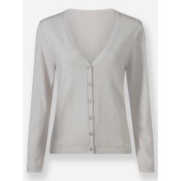 WITT Damen Strickjacke mit 3D-Tupfen, hellgrau, Gr&ouml;&szlig;e 38
